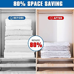 Vacuum Storage Bags 4 Pack (XXL), 40"x51" Compression Storage Bags with Double-Zip Seal and Triple Seal Valve, 80% More Space Saver Bags for Clothes, Blankets, Pillows-Warranty 2 Years