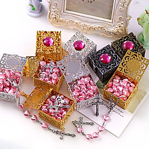 OEMOO Rosary Beads Catholic for Woman, Pink Heart Shaped Rosary Necklace, Bead Necklace First Communion Gifts for Women Catholic, Christian Gifts Catholic Gifts