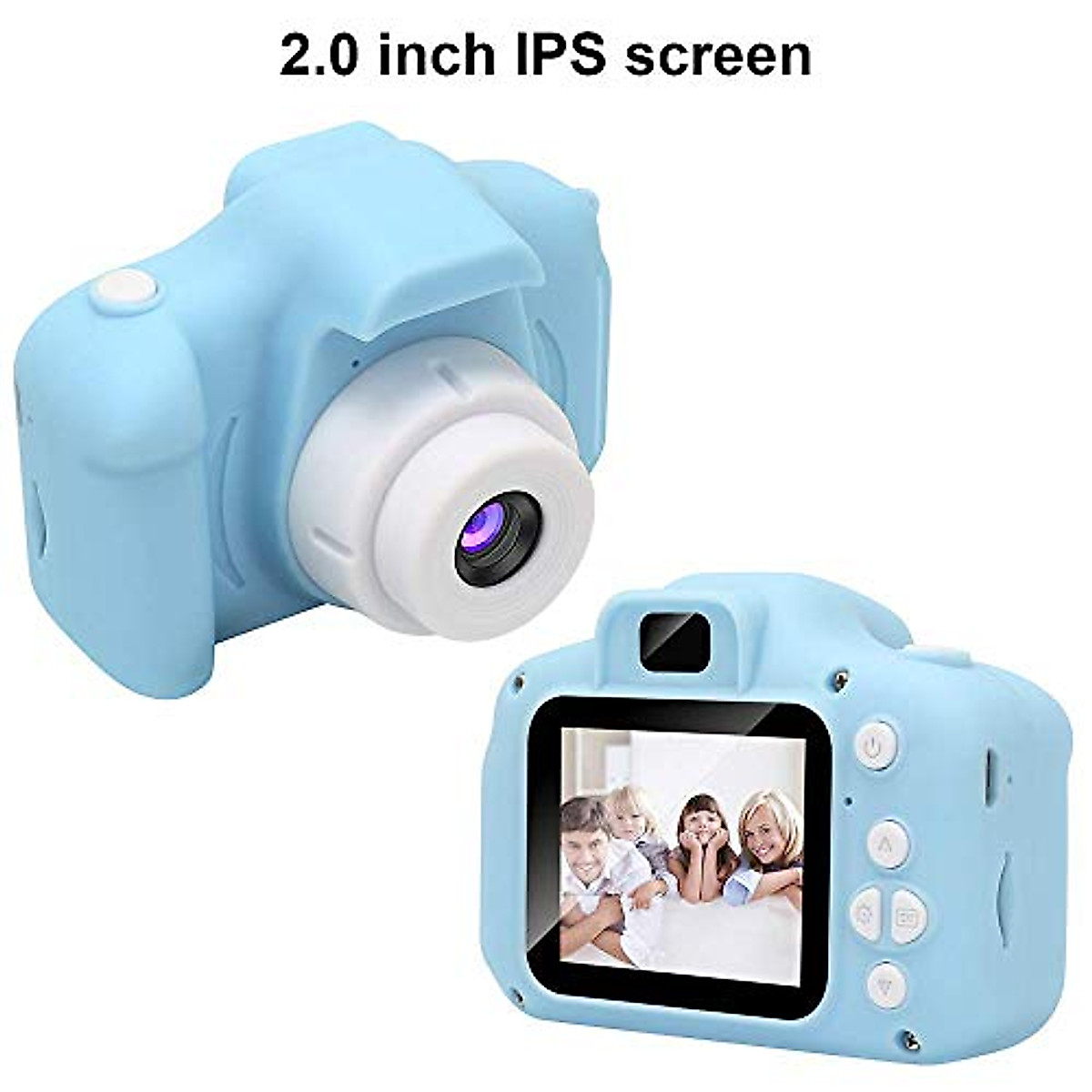 Alician Children Camera, Digital Kids Camera Selfie Camera, Mini SD Video Smart Shooting Digital Camera with 8GB Memory Card for Girls Boys Blue