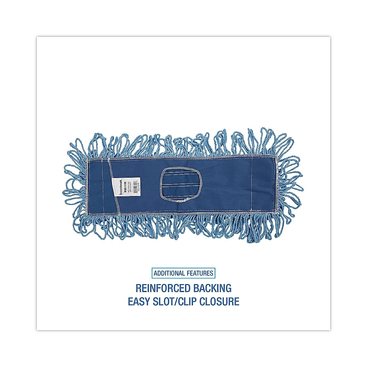 Boardwalk BWK1118 18 in. x 5 in. Cotton/Synthetic Looped-End Mop Head - Blue
