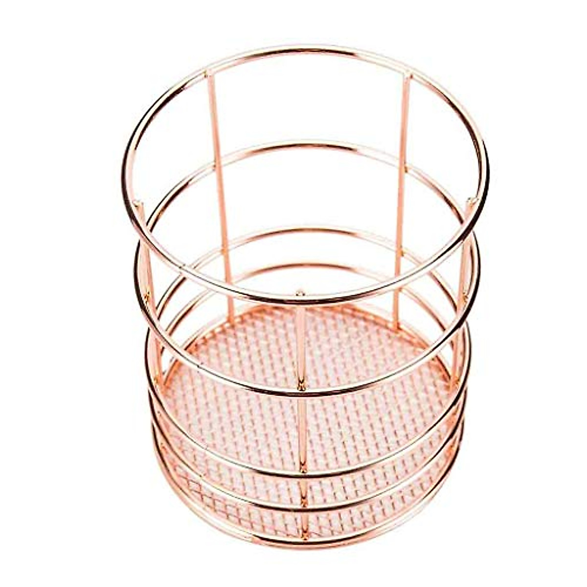 SUYING Hollow Pen Holder Pot, Wrought Iron Makeup Brushes Holder, Desk Tidy Stationery Organizer, Metal Mesh Storage Basket for Home Office