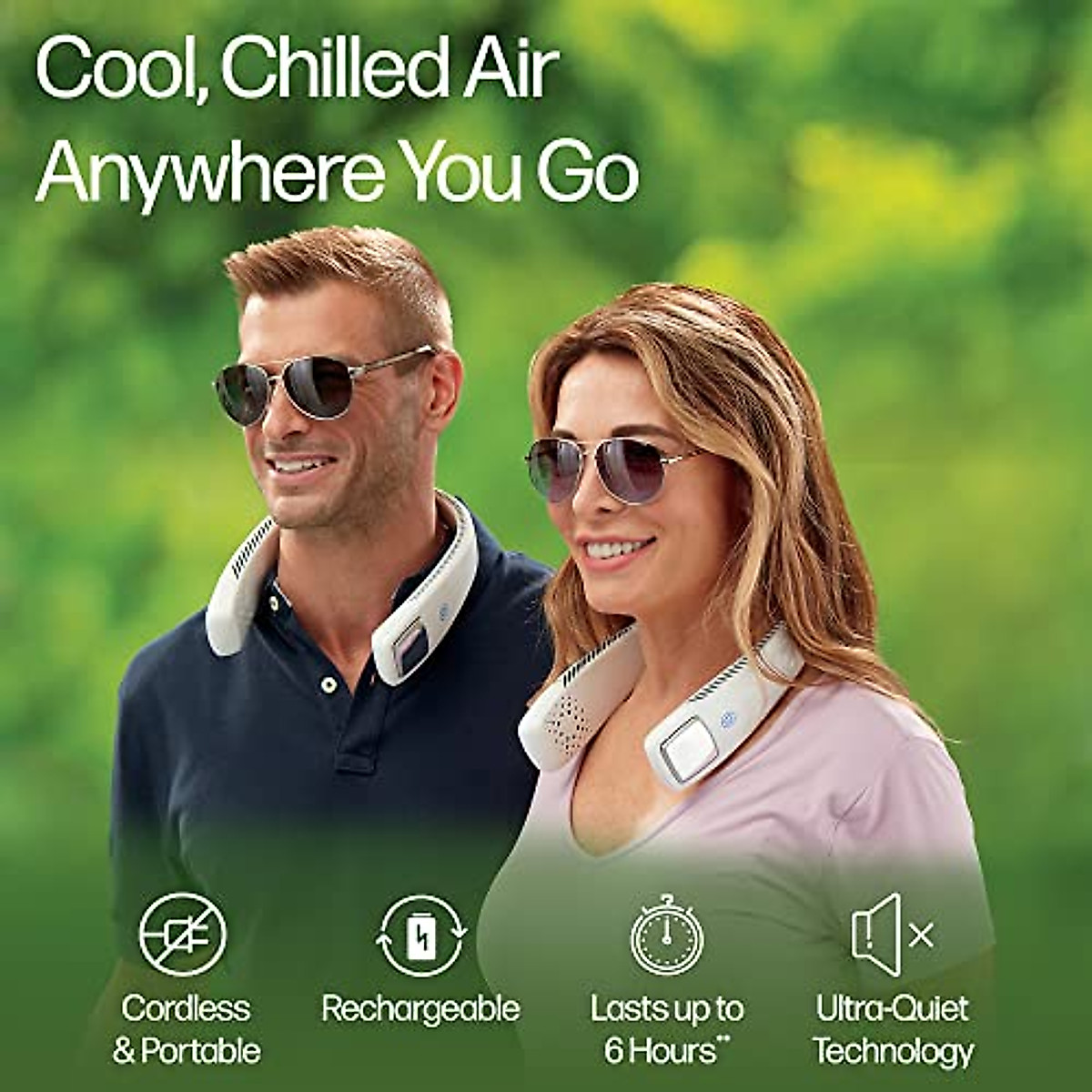 Arctic Air Freedom Personal Air Cooler - Portable 3-Speed Neck Fan, Hands-Free Wearable Design, Lightweight, Cordless and Rechargeable