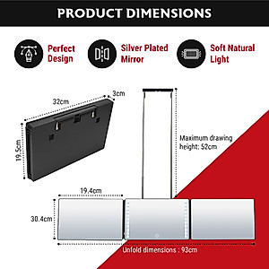 IN-COG-NEATO 3 Way Mirror for Hair Cutting Self Barber Haircut LED Lights Rechargeable Battery 360 for Cutting Your Own Hair
