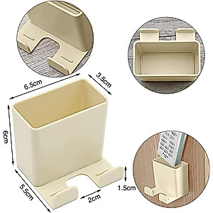 2 Pieces Remote Control Storage Boxes, Wall-Mounted Mobile Phone Holder, ABS Paste Wall-Mounted Organizer Box with Hook for Mobile Phone Charging Stand, Storage Box for Home and Office Use - White