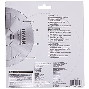 IRWIN Tools Classic Series Steel Corded Circular Saw Blade, 7 1/4-inch, 140T, .087-inch Kerf (11840)