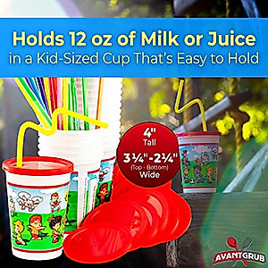 Leakproof 12oz Kids Party Cups With Lid and Straw 25Pk. Super Durable and Dishwasher-Safe With BPA-Free Material is Reusable or Take and Toss! Great for Child Birthday Party Travel or Bathroom Cup.