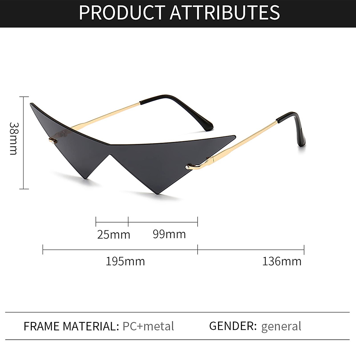 4 Pairs Triangle Sunglasses Frameless Space Eye Sunglasses Rimless Pointy Glasses Men Party Prom Sunglasses for Women and Men (Red, Blue, Gray, Purple)