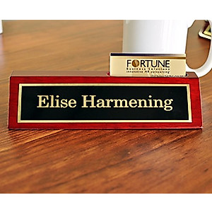 Desk Name Plate with Card Holder | Custom Name Plate | Personalized Desk Plate with Business Card Holder