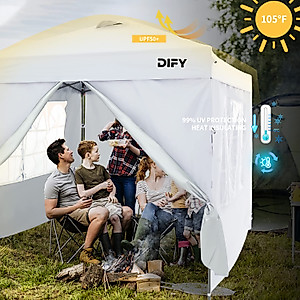 10x10 Durable EZ Pop Up Canopy with 4 Removable Sidewalls, 4 Sandbags. Outdoor Canopy Tent with Roller Bag, Patio Outdoor Canopy for Commerce, Beach, Party.(White)