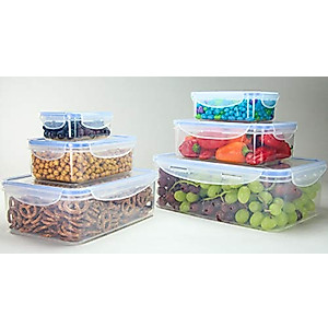 Nicole Home Collection Food Storage Plastic Containers with Locking Lids, Leak Proof, Airtight, Nested, Set Of 6 BPA Free Dishwasher and Freezer Safe