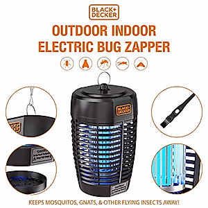 BLACK+DECKER Bug Zapper- Mosquito Repellent Outdoor & Fly Traps for Indoors- Mosquito Killer & Fly Zapper - Gnat & Moth Traps for Home, Deck, Garden, Patio & More