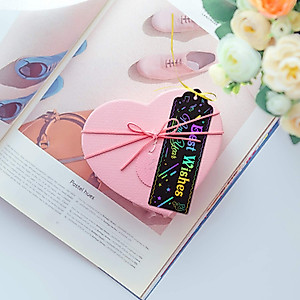 AUGSUN 96 Set Magic Scratch Rainbow Bookmarks Making Kit for Kids Students Christmas Party Favor Scratch Paper DIY Bookmarks Bulk with Bamboo Stylus (Regular)