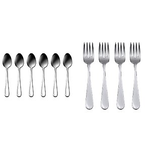 Oneida Flatware Flight, Teaspoons, Set of 6 & Flight Everyday Flatware Salad Forks, Set of 4