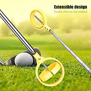 Dioche Ball Retriever, Practical Picker Telescopic Ball Pick Up Tool Stainless Steel Shaft Automatic Locking Scoop (Yellow)
