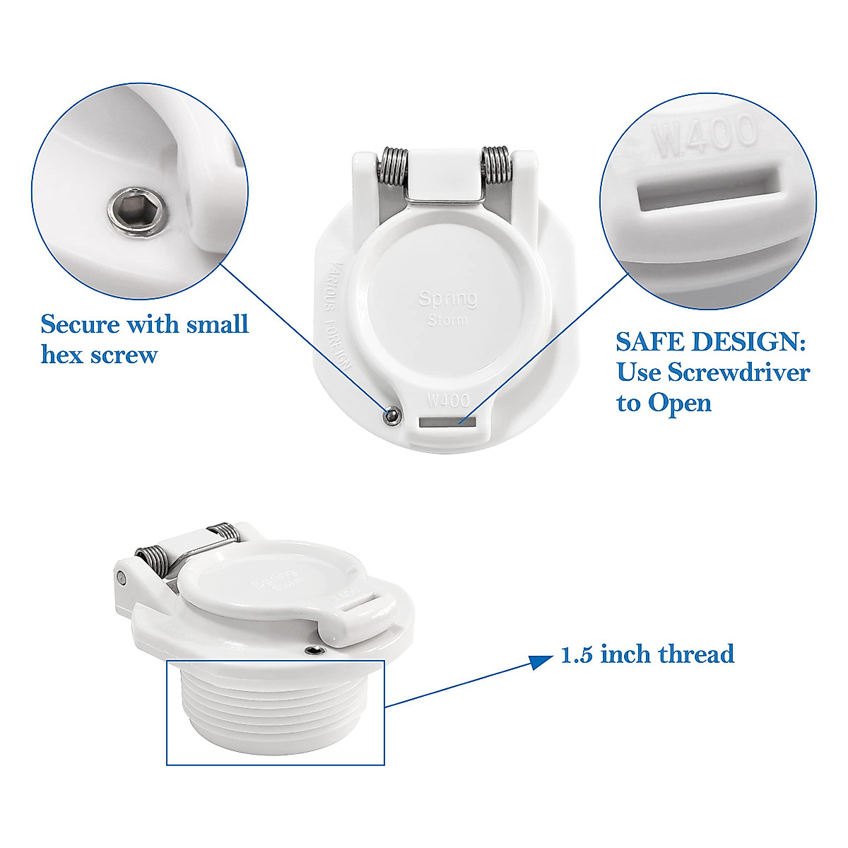 W400BWHP Free Rotating Vacuum Lock Safety Wall Accessories Replacement for Hayward Navigator Pool Cleaners（White）