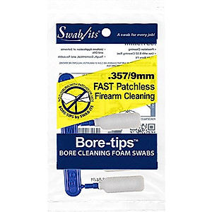 BORE-TIPS (12 Bag Case) .357cal/.38cal/.380cal/9mm Case Gun Cleaning by Swab-its® - Made in The USA