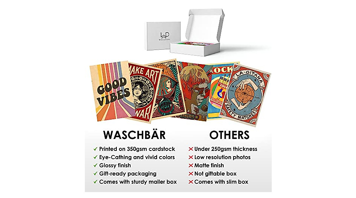 54PC Hippie Room Decor & Vintage Wall Collage Kit Aesthetic