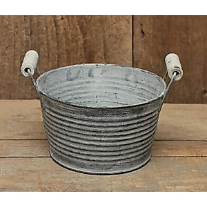 for -- Mini Graywashed Metal Washtub with Wood Handles 5.25" x 4.25" Area Home & Garden