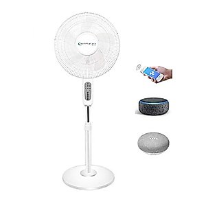 Technical Pro FXA16W WIFI Enabled 16 Inch Standing Pedastal Fan With Oscillating Feature And Compatible With Amazon Alexa/Google Home Voice Control Smart Home 2.4G ONLY (White)