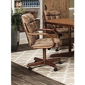 Caster Chair Company Bernard Swivel Tilt Caster Dining Arm Chair in Rawhide Microsuede (1 Chair)