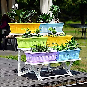 PURPLE STAR 1N 4 Packs 17 Inch Rectangular Window Flower Box Planter with Tray for Balcony,Windowsill,Garden