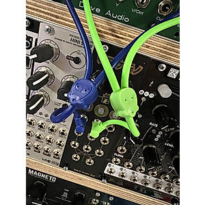 Starving Students Music Supplies Luigi's Modular M-Doppio Mini Y Right Angled Splitter Patch Cables 15cm x 15cm - 2 Pack (Blue) - 3.5mm Splitter for Eurorack Modular Synthesizer