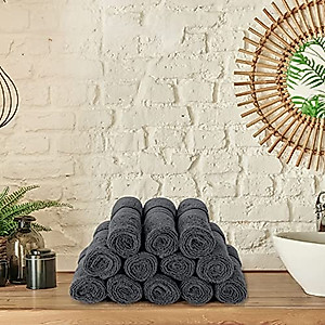 Utopia Towels (12 Pack) Luxury Wash Cloths Set (12 x 12 Inches) 600 GSM 100% Cotton Ring Spun, Highly Absorbent and Soft Feel Washcloths for Bathroom, Spa, Gym, and Face Towel (Grey)