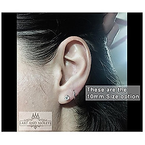 14k White Gold Tiny Endless Hoop Earrings Round Flexible Thin Small little Continuous Real Pure Gold Mini Hoops 10mm