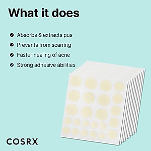 COSRX Acne Pimple Patch Absorbing Hydrocolloid Original 3 Size Patches for Blemishes and Zits Cover, Spot Stickers for Face and Body, Not Tested on Animals, No Toxic Ingredients (240 Count (Pack of 10))