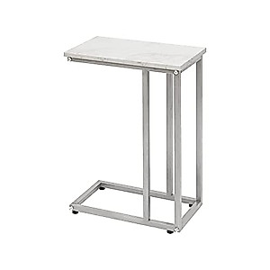 AZL1 Life Concept Chrome Accent Metal Base C Table for Living Room Bedroom Balcony Family and Office, White 2