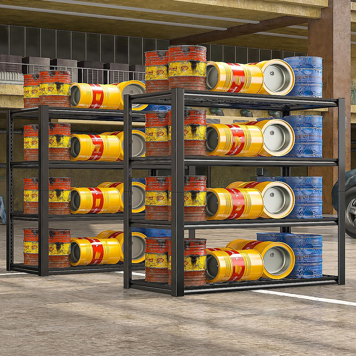 REIBII 40" W Garage Shelving Load 2200LBS Wide Storage Shelves Heavy Duty 4-tire Garage Storage Shelving Adjustable Metal Shelving Industrial Shelving Unit Utility Shelf Commercial Rack Basement