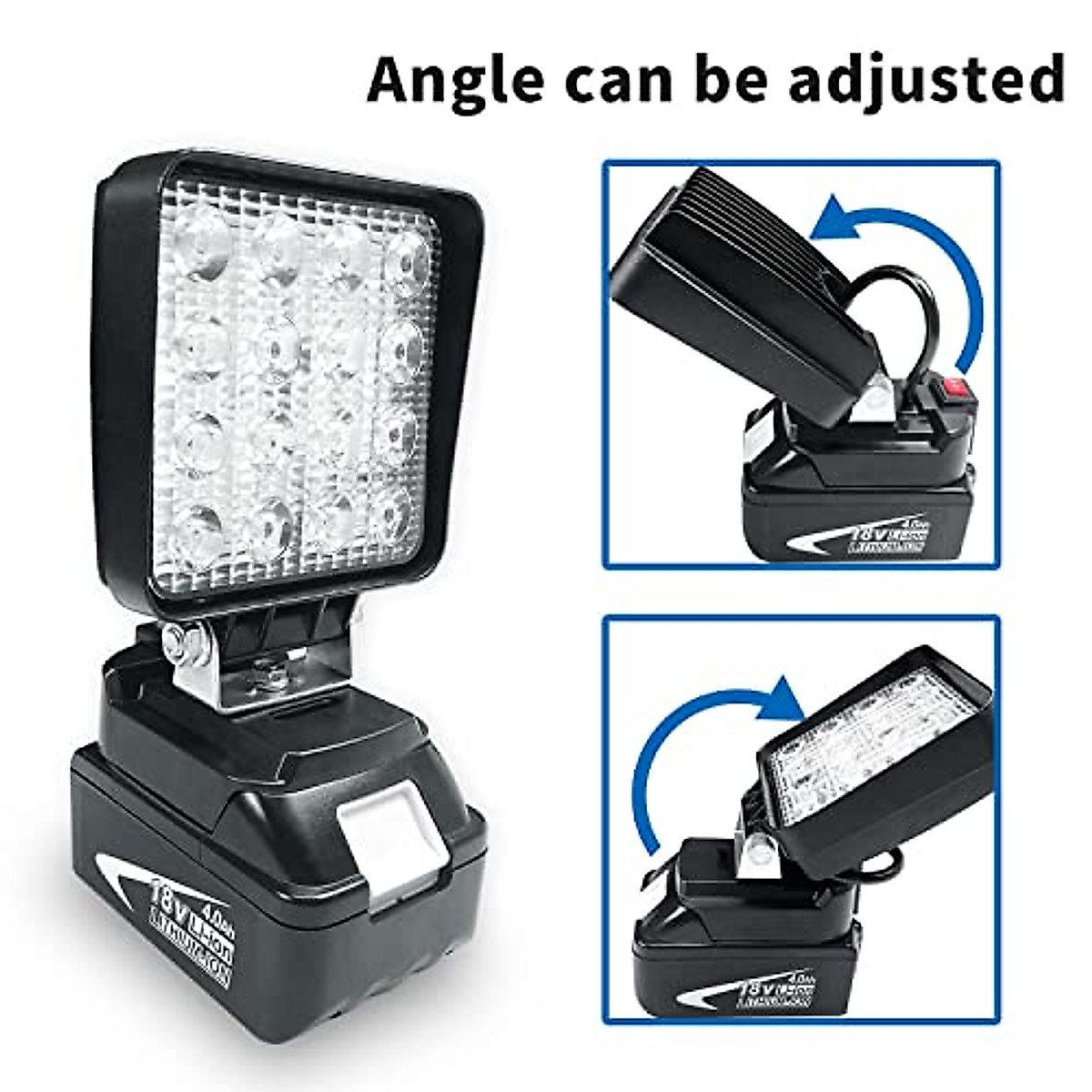 Cordless LED Work Light for Makita 20v battery 48W 3000LM LED Flood Lights job site lighting for Emergencies, Camping, Outdoor with 16 lamp beads