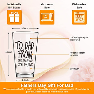 Gifts for Dad,Fathers Day Dad Gifts from Daughter Son Wife,16 OZ Funny Beer Glass Gifts for Dad Men Grandpa Stepdad Father in Law Husband,Dad Gifts for Fathers Day Birthday Christmas Anniversary