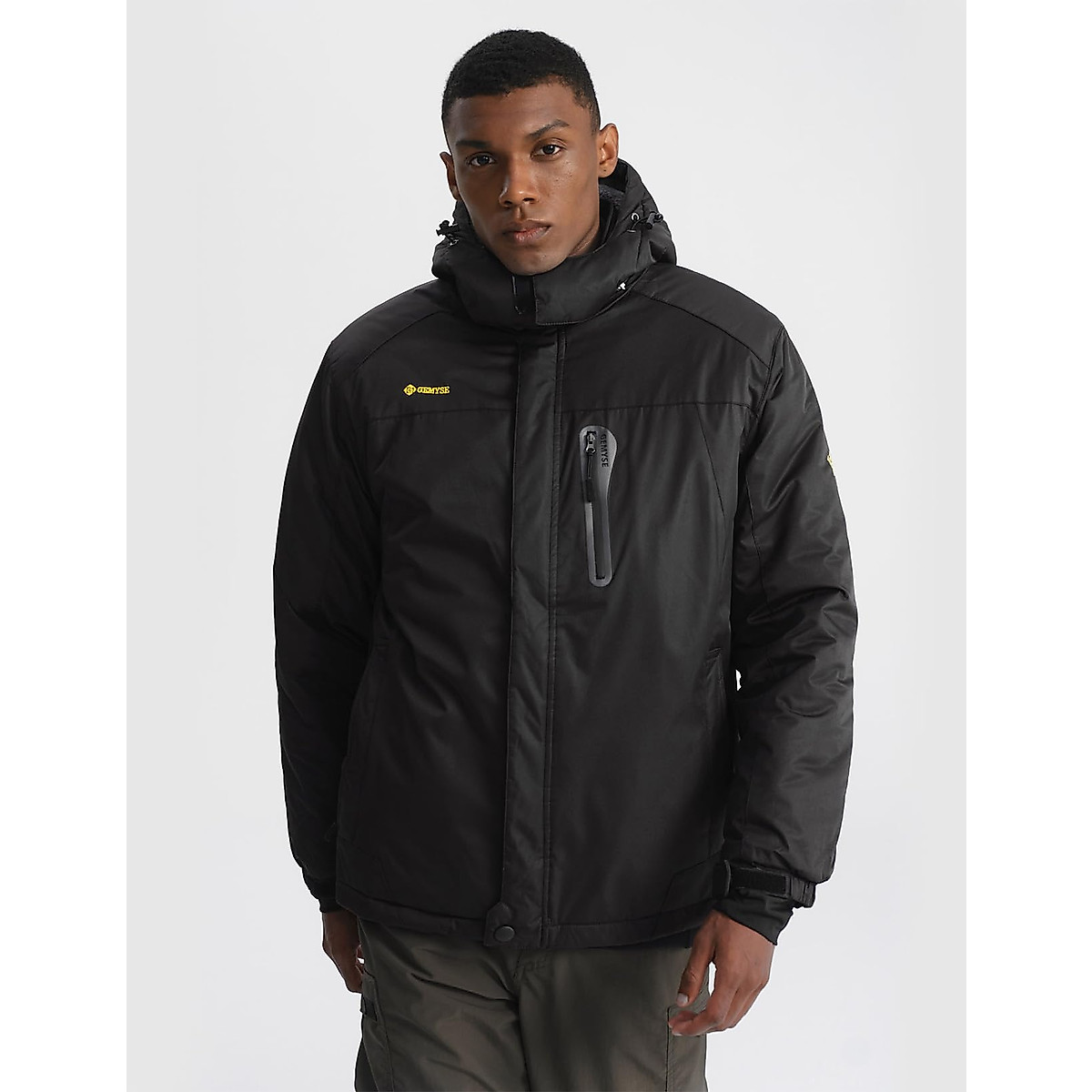 GEMYSE Men's Mountain Waterproof Ski Snow Jacket Winter Windproof Rain Jacket (Black,X-Large)