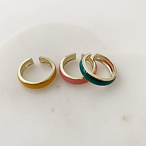 Honeycat Enamel Daphne Adjustable Colorful Enamel Ring in Gold, Rose Gold, or Silver | Minimalist, Delicate Jewelry (G/GRN/ML)