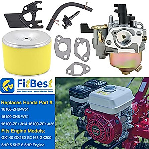 FitBest Carburetor with Air Filter Intake Manifold for Honda GX160 5.5HP GX200 6.5 HP Engine Carb Replaces# 16100-ZH8-W61