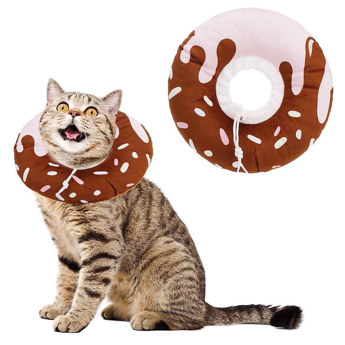 GGSTDDUP Cat Cone Collar Soft Cat Recovery Collar Adjustable Cat and Dog Cone Postoperative Recovery Collar Elizabethan Collar for Cats and Small Dogs(Brown S)