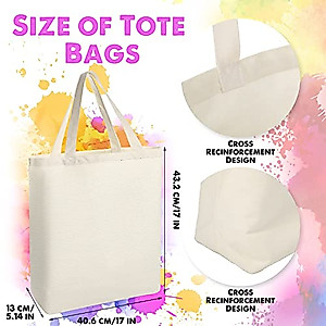 20 Pieces Canvas Tote Bags Bulk, Blank Plain Canvas Bag, Reusable Grocery Shopping Cloth Bags with Handles, Blank Canvas Makeup Bags with Zipper for DIY (White)