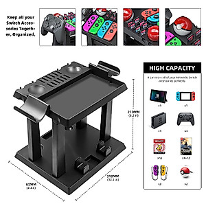 ANNMETER Switch Game Station Organizer with Controller Charger, Charging Dock for Switch, Joycons, Pokeballs, Pro Controller, Accessories Kit Storage