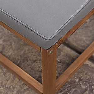 Walker Edison Villa Modern Acacia Wood Patio Chair and Ottoman Set with Cushions, 35 Inch, Brown