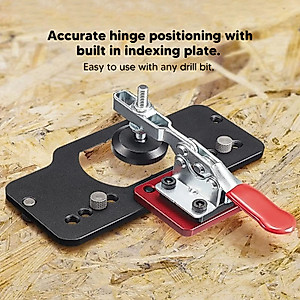 Concealed Hinge Jig 35MM, Aluminum Alloy Cabinet Door Hinge Jig kit with 2mm Drill Bit, Safer Clamping High DIY Hinge Jig Hole Punch Locator for Woodworking