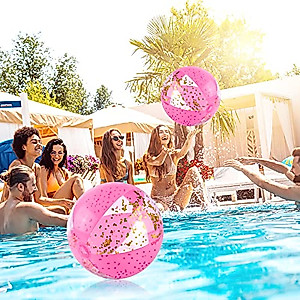 FUTUREPLUSX 2PCS Glitter Beach Balls, 16 Inch Inflatable Beach Balls Confetti Sparkling Balls for Kids Toddlers Sand Toys Summer Pool Party Favors