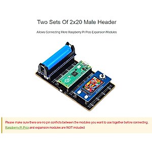 BFab Dual GPIO Expander for Raspberry Pi Pico,Two Sets of 2x20 Male Header for Connecting More Expansion Modules,Direct Attaching or Jumper Wires