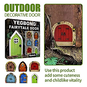 GDDFZ 6 Pcs Fairy Door for Trees, Miniature Fairy Garden Outdoor Decor Accessories