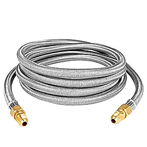 Breezliy 10 Feet High Pressure Braided Propane Hose Extension with Conversion Coupling 3/8" Flare to 1/2" Female NPT 1/4" Male NPT 3/8" Male NPT 3/8" Male Flare for Fire Pit,RV,Heater,BBQ Grill,etc