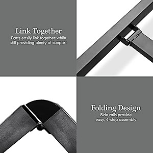 eLuxurySupply Metal SNAP Bed Frame - Carbon Steel with Black Finish Folding Bed Frame - Easy Assembly with Headboard and Footboard - Sturdy Steel Construction Bed Base - California King Size