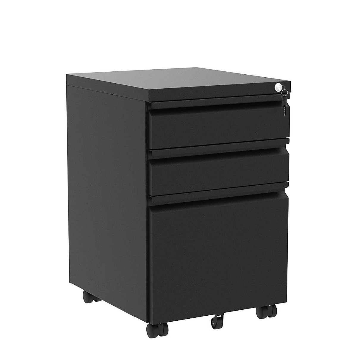 YITAHOME 3-Drawer Mobile File Cabinet with Lock, Office Storage Filing Cabinet for Legal/Letter Size, Pre-Assembled Metal File Cabinet Except Wheels Under Desk -Black