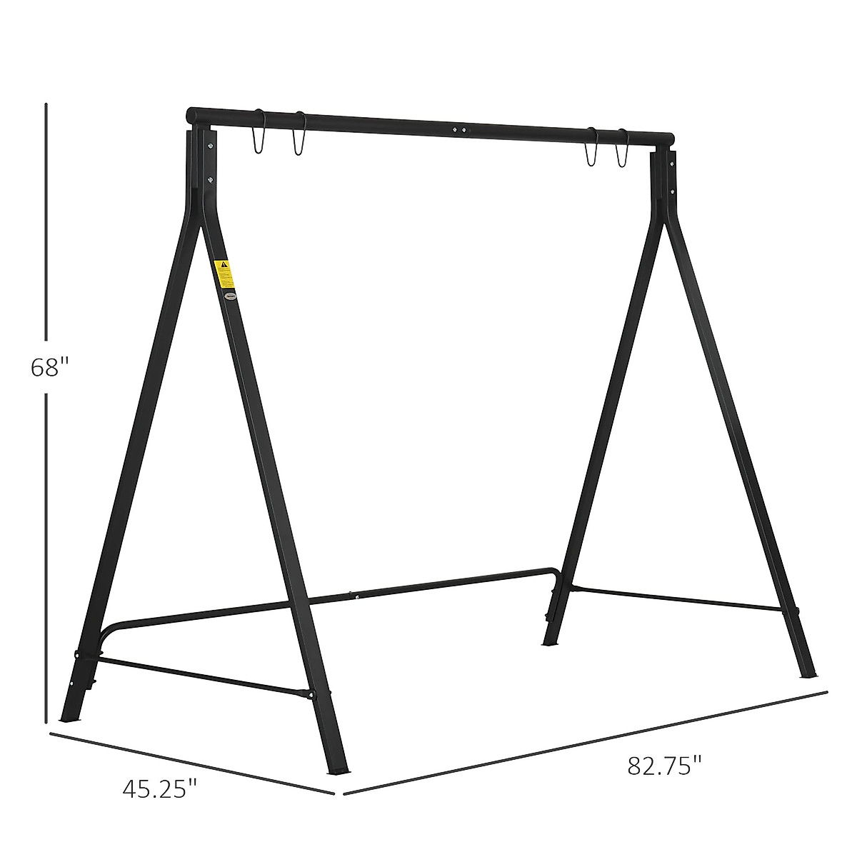 Outsunny Metal Porch Swing Stand, Heavy Duty Swing Frame, Hanging Chair Stand Only, 660 LBS Weight Capacity, for Backyard, Patio, Lawn, Playground, Black