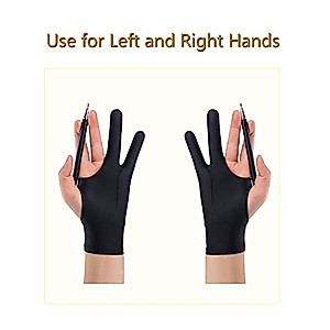 SPBMY Digital Drawing Glove 2 Pack,Two-Finger Artist Glove for Drawing Tablet, Paper Sketching, iPad, Art Glove Suitable for Left and Right Hand, Black