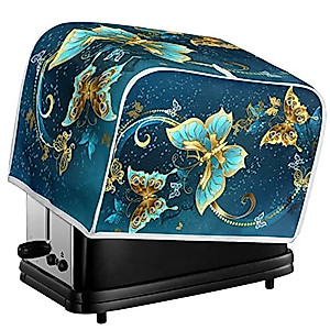 Dolyues 4 Slice Slot Toaster Cover Butterfly Print Bread Toaster Cover Bakeware Protector Bread Toaster Oven Cloth Cover Dust Protection Washable Appliance Cover